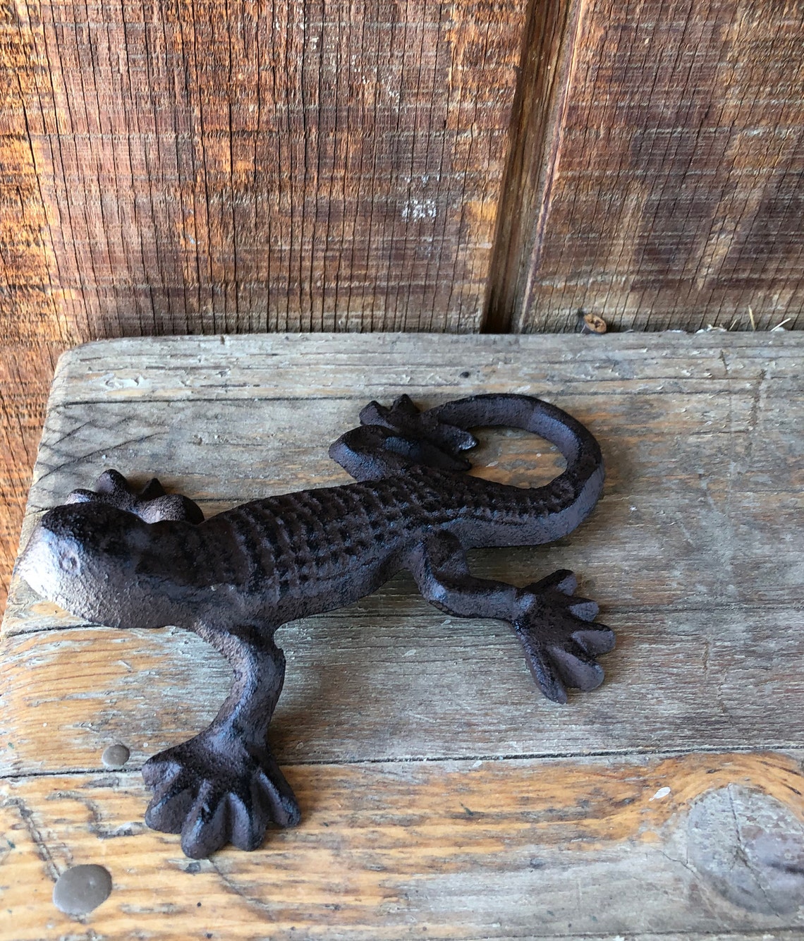 Lizard Gecko Metal Cast Iron Shabby Chic Boho Southwestern Door Stop ...