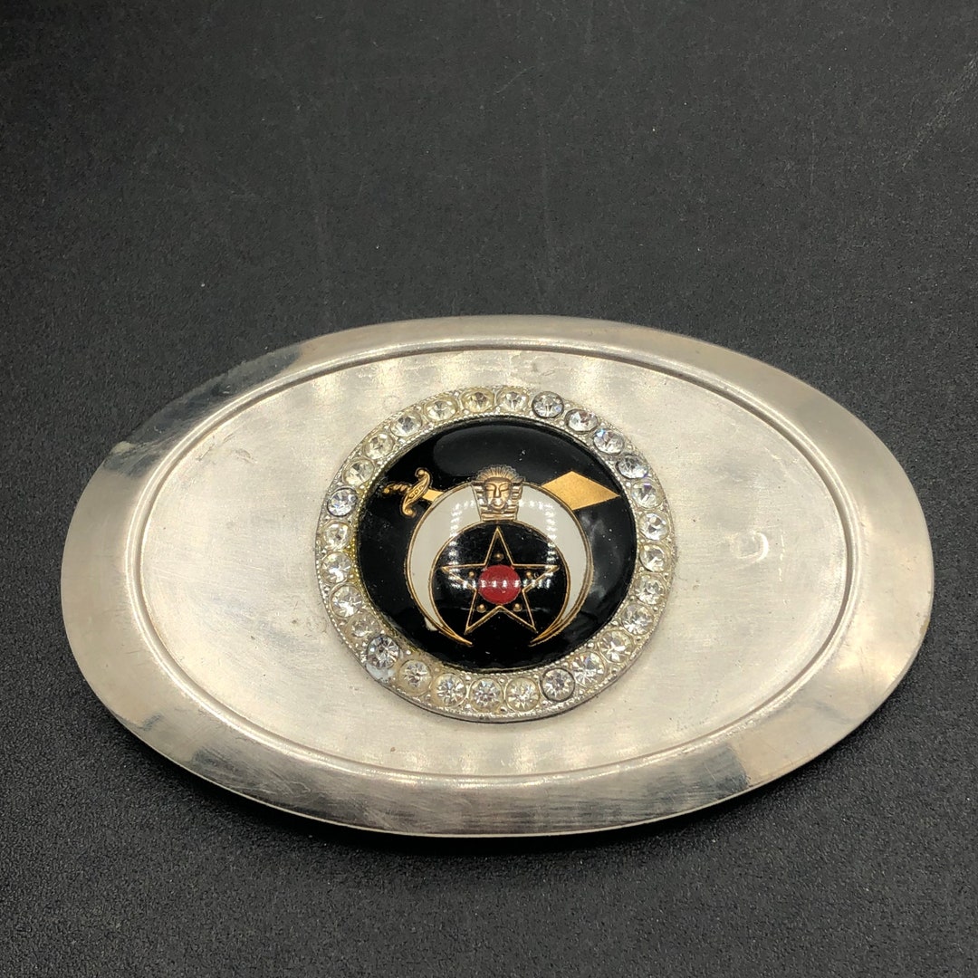 Shriner Shriners Masonic Scimitar Sword Crescent Star Rhinestone Belt ...