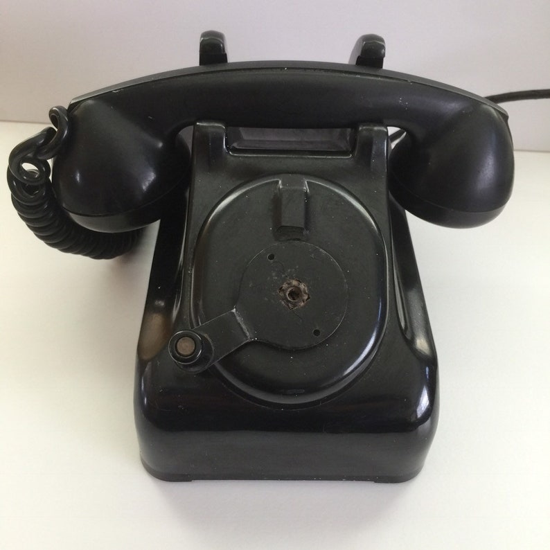 Vintage Leich Crank Telephone Black Bakelite Phone Ringer Table Desk ...