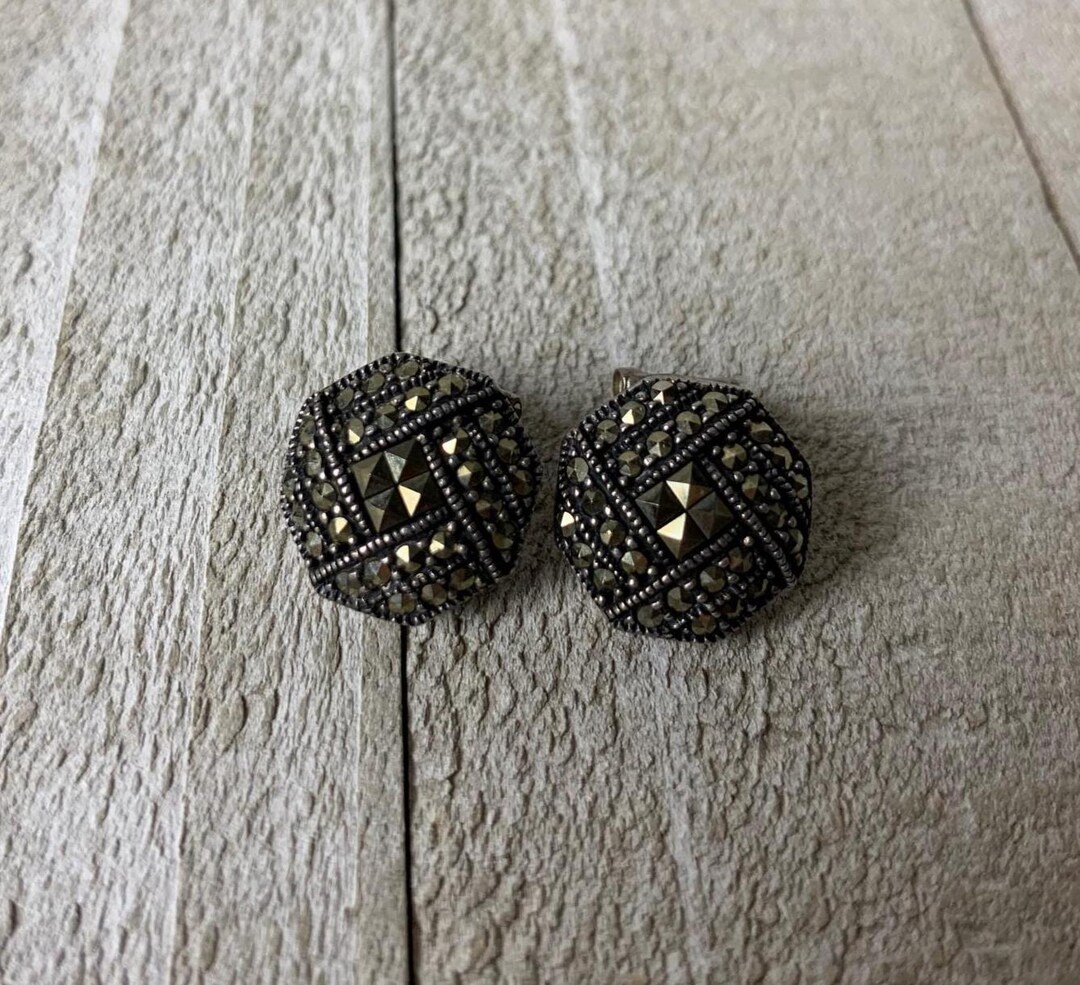 Judith Jack Marcasite Sterling Silver Clip on Earrings Signed - Etsy