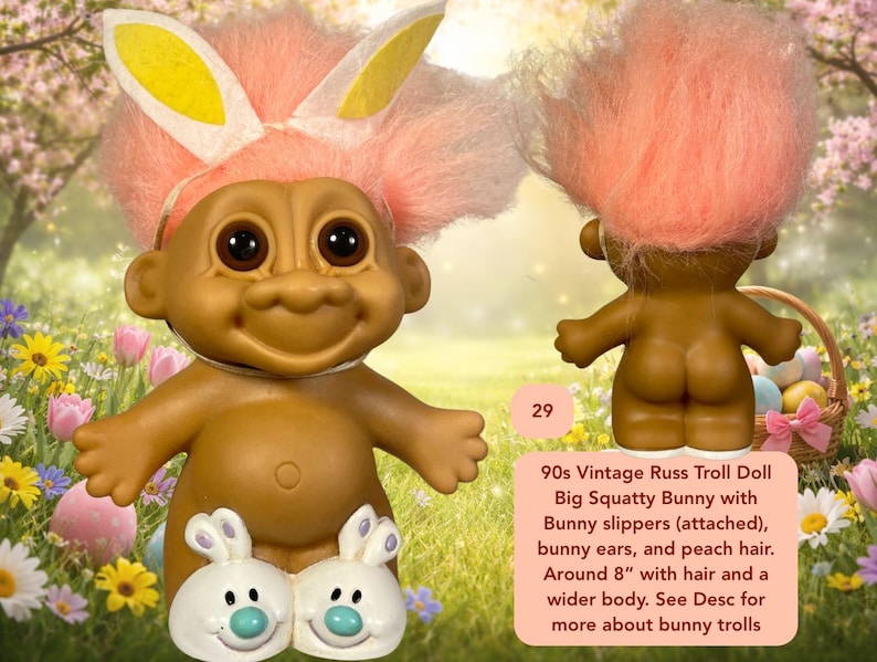 90s Vintage Easter Bunny Troll Dolls Spring Decor by Russ Berrie - Etsy