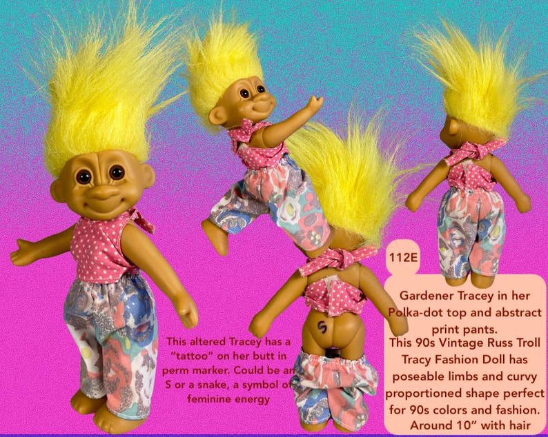 Vintage 90s Trolls- 10" Tracey Poseable Fashion Dolls by Russ Berrie ...