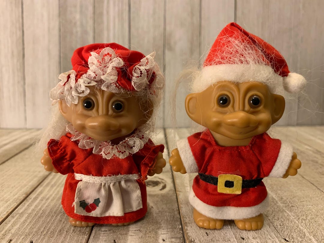 Set of 2 90s Russ Trolls | Santa and Ms Claus Christmas Troll Dolls ...