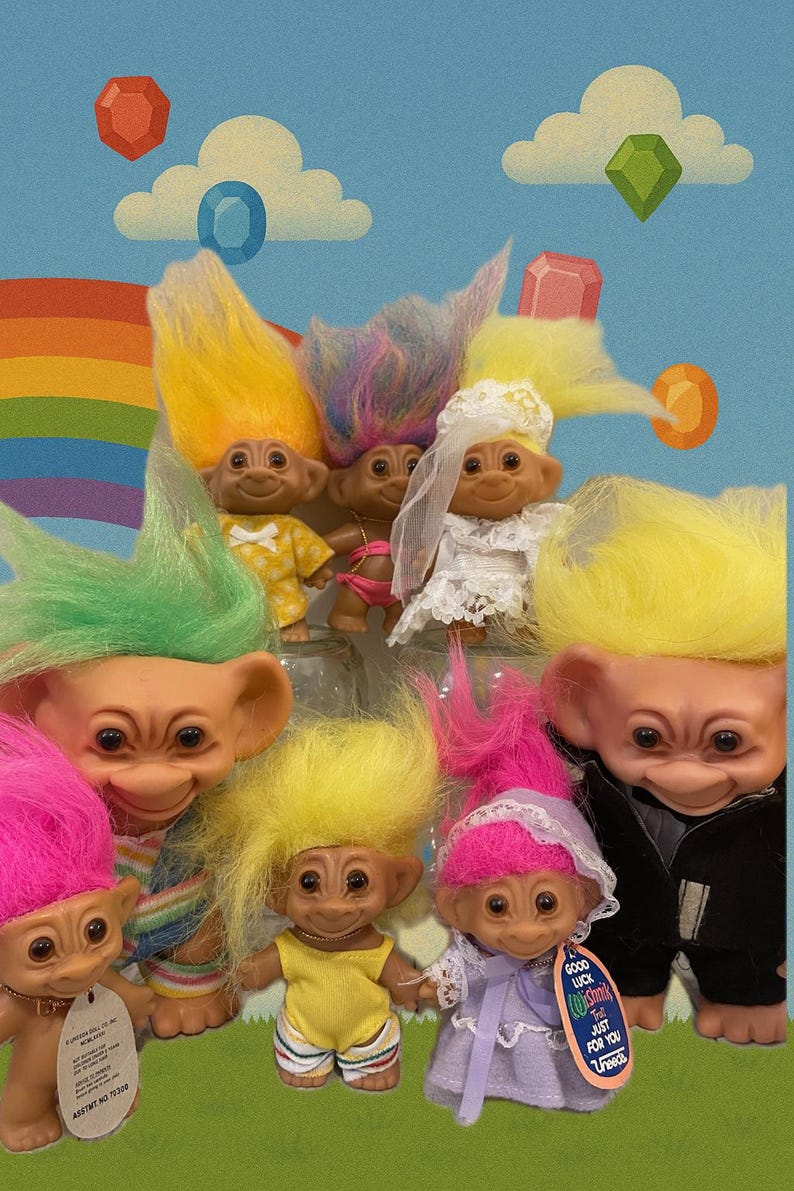 90s Vintage Troll Dolls - Uneeda Wishnik | YOU CHOOSE | Double ...