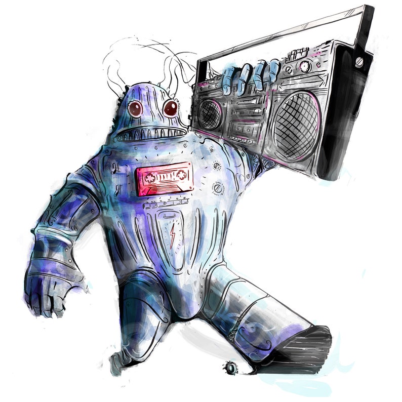 Ghetto Bot Print A4 Size 8.27 11.69 Inches, Robot Print, Robot Art ...