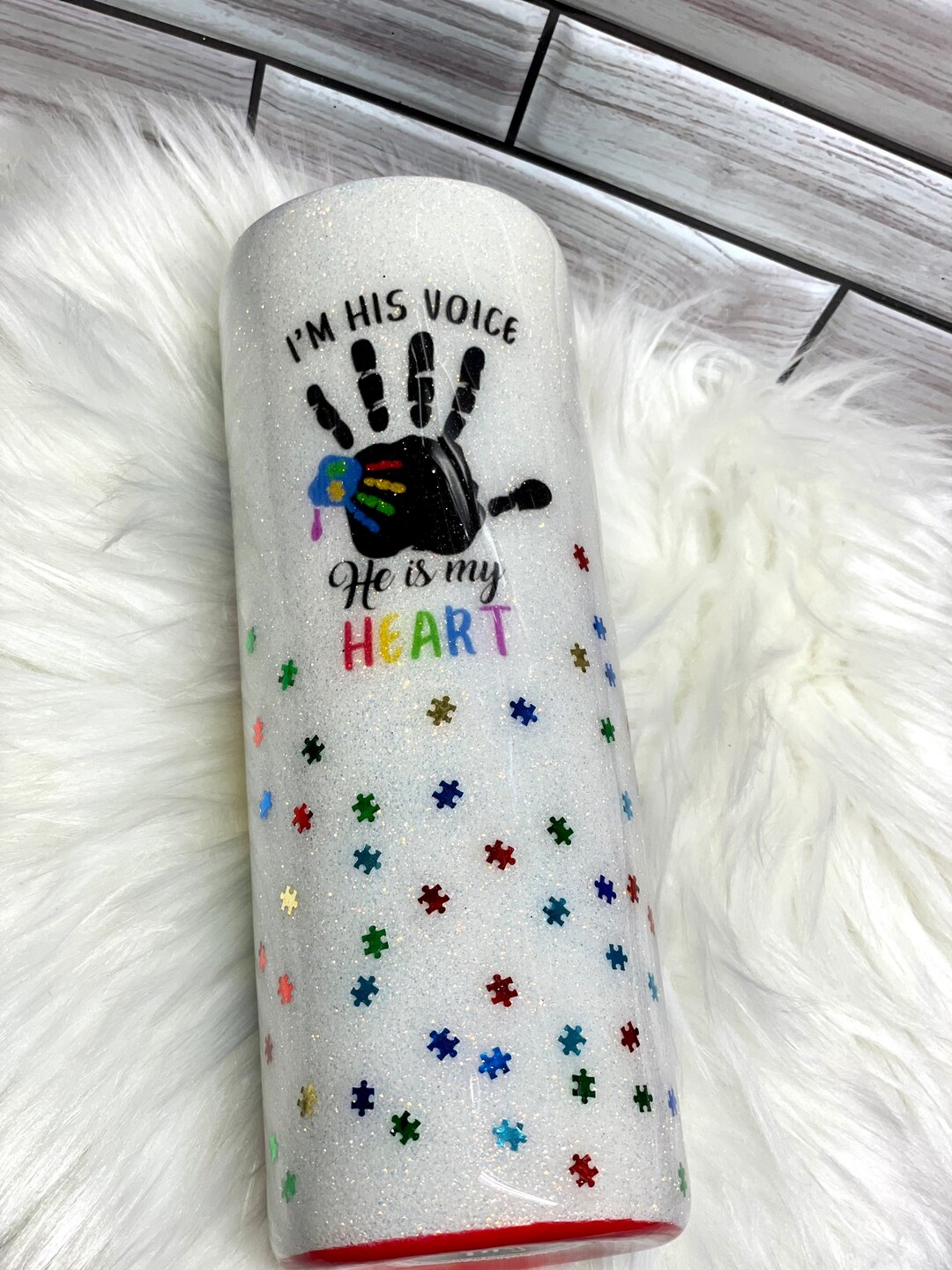 Autism Acceptance Glitter Two Sided Tumbler-autism Awareness ...