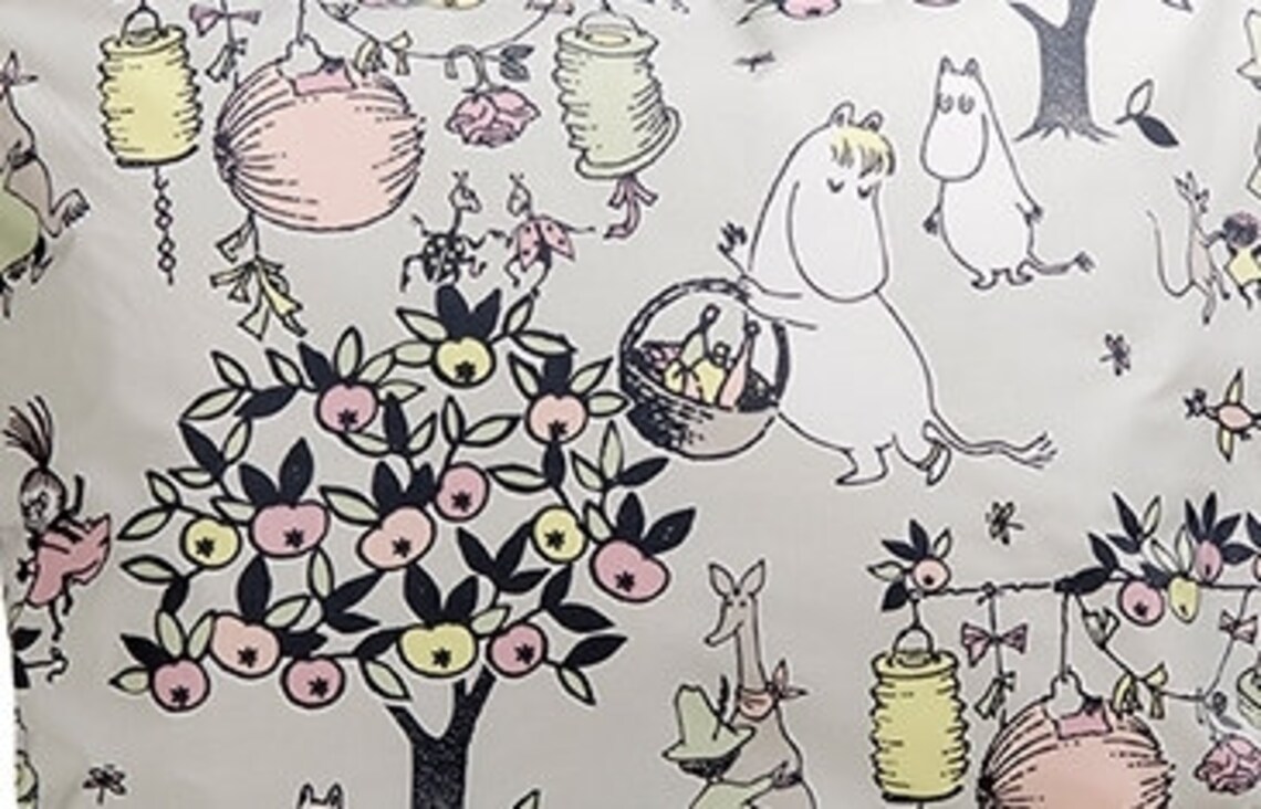 Moomins Fabric Moomins in the Garden Beige Background Moomins - Etsy