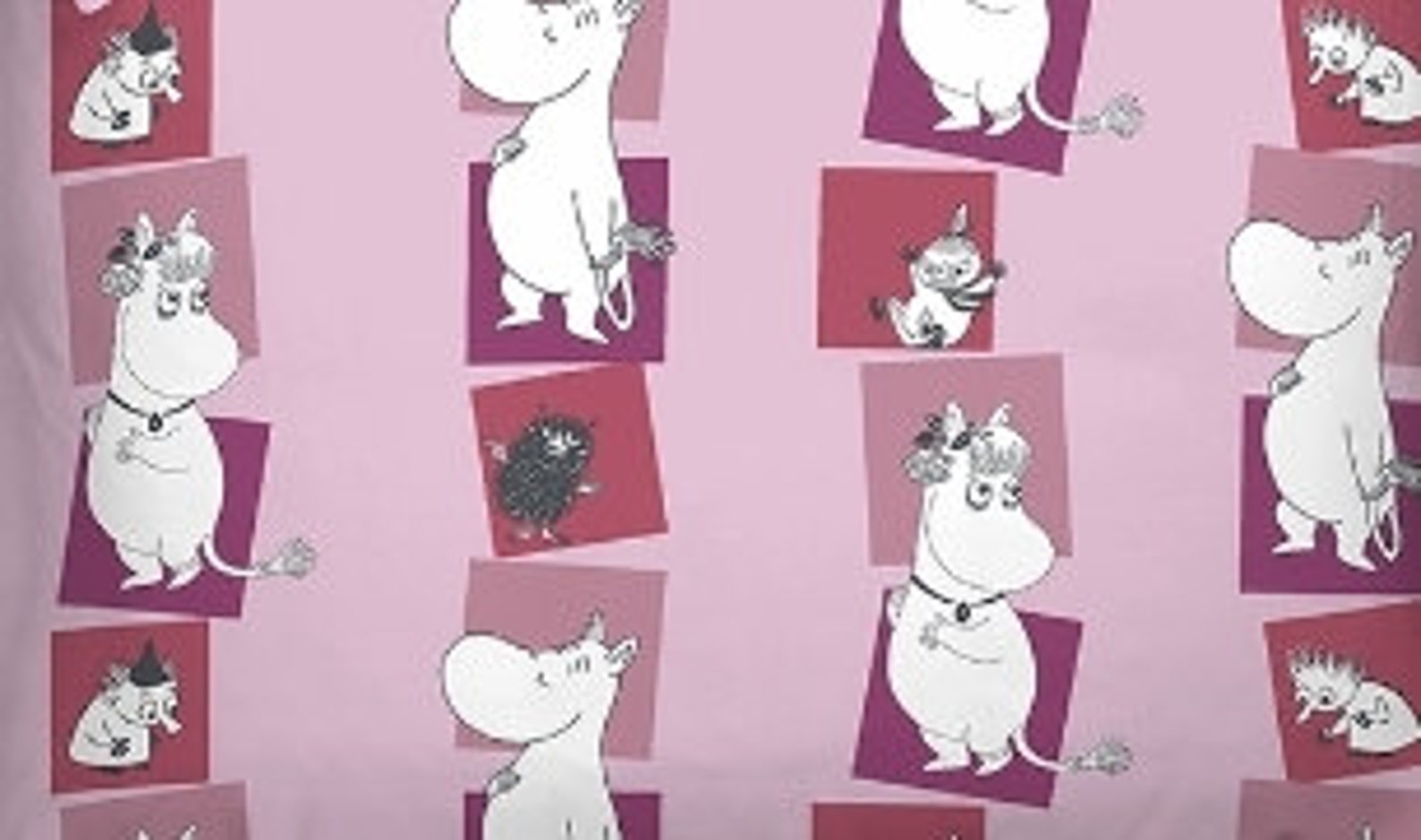 Moomins Fabric Pale Pink Bright Pink With Moomins Characters Cotton ...
