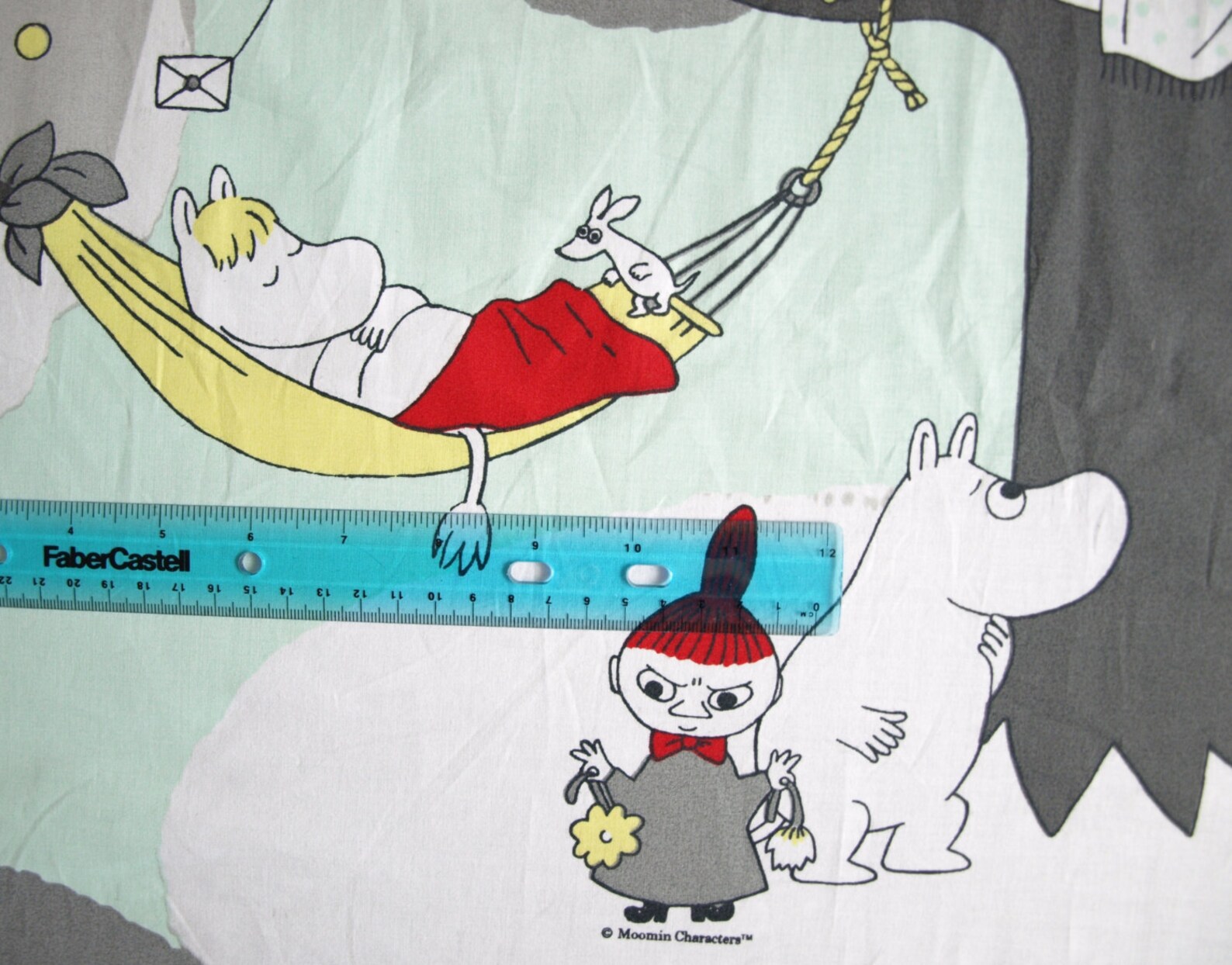 Moomin fabric pale green Moomins on vocations Moomin | Etsy