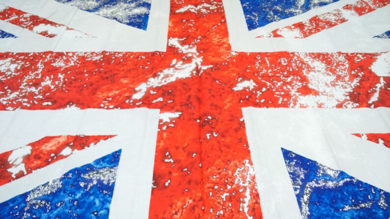 Fabric United Kingdom Flag Pattern White Red Blue EXTRA LARGE Piece 59 ...