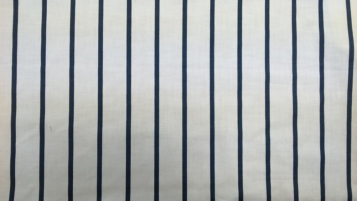 Fabric White Navy Blue Stripes Cotton Fabric House Textilies Fabric ...