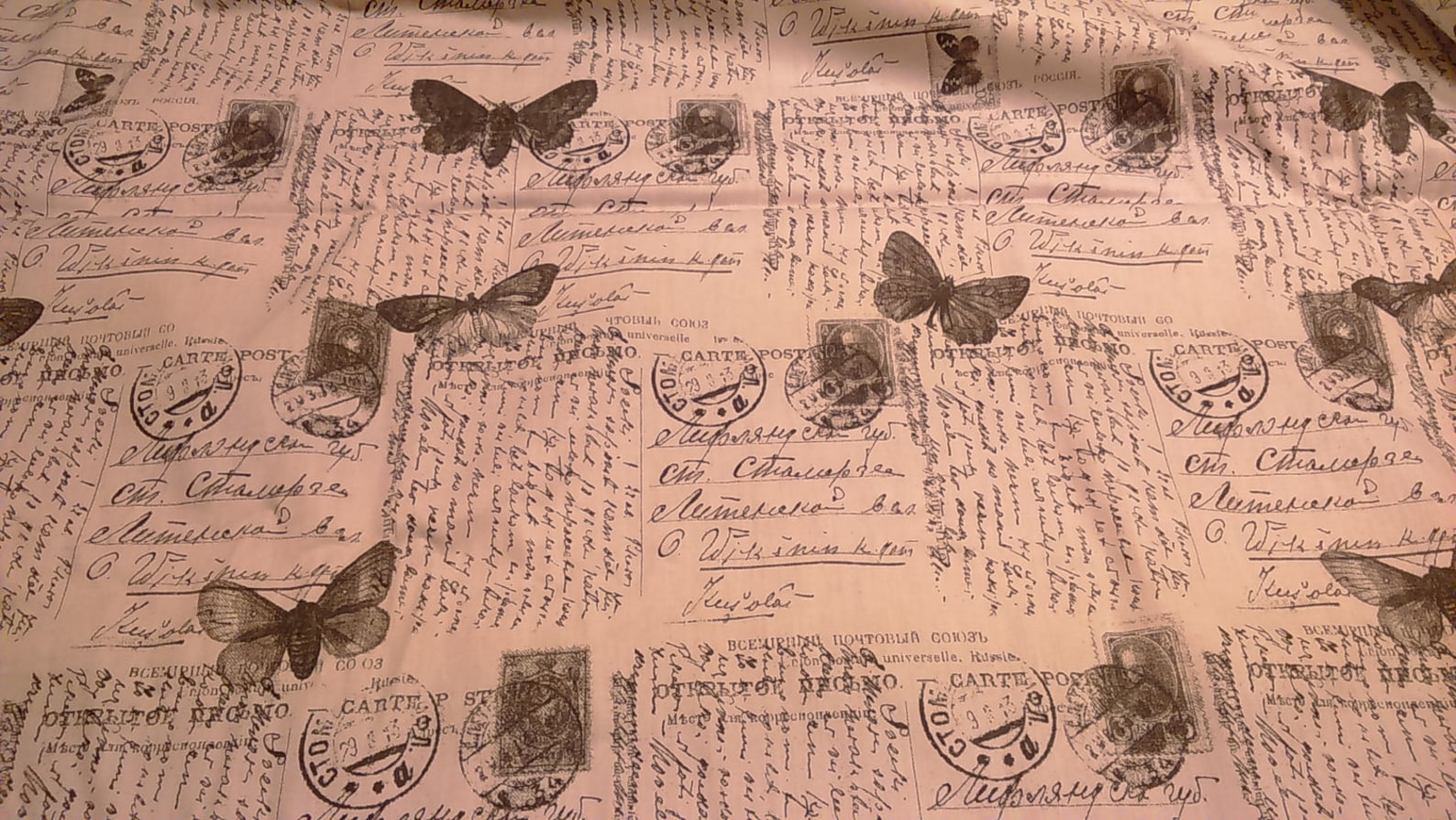 Fabric White Grey Old Letters Butterflies Fabric Modern Design Cotton ...