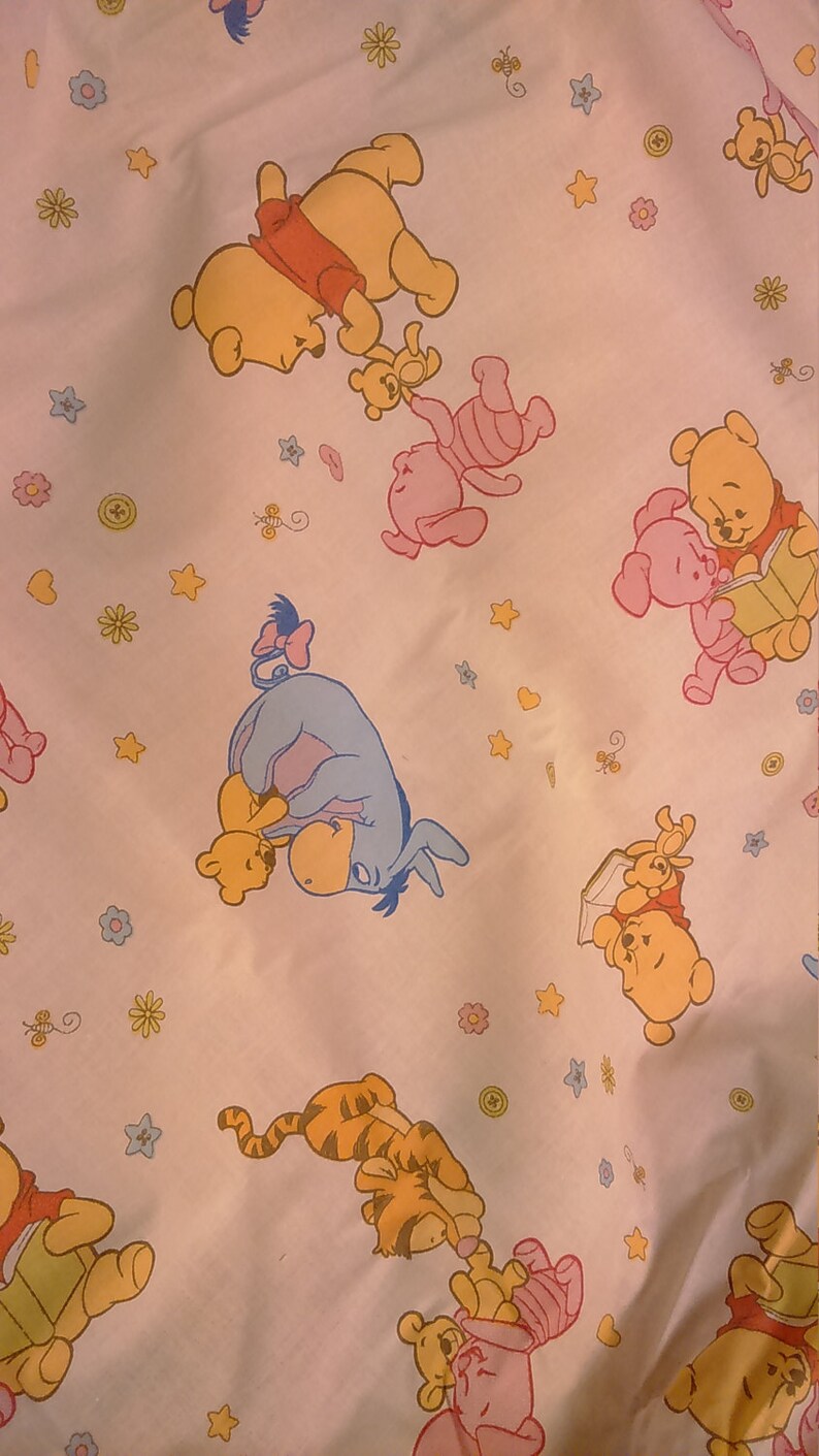 Fabric Pale Yellow Bear Pig Tiger Donkey Vinnie the Pooh Cotton Fabric ...