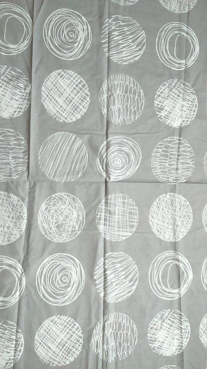 Fabric Beige Grey White Rounds Modern Geometrical Fabric Cotton Fabric ...