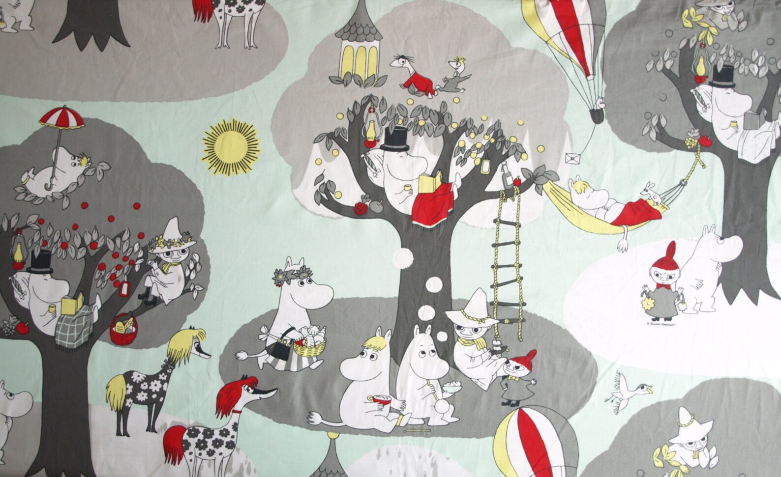 Moomin fabric pale green Moomins on vocations Moomin | Etsy