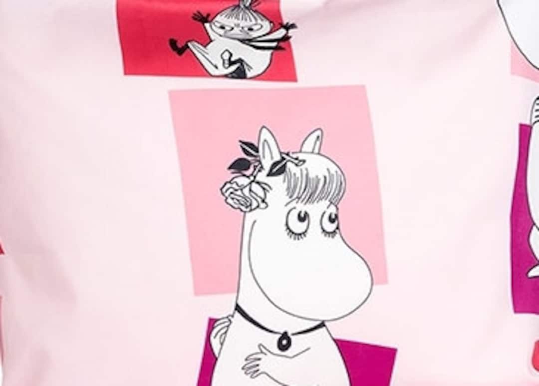 Moomins Fabric Pale Pink Bright Pink With Moomins Characters Cotton ...