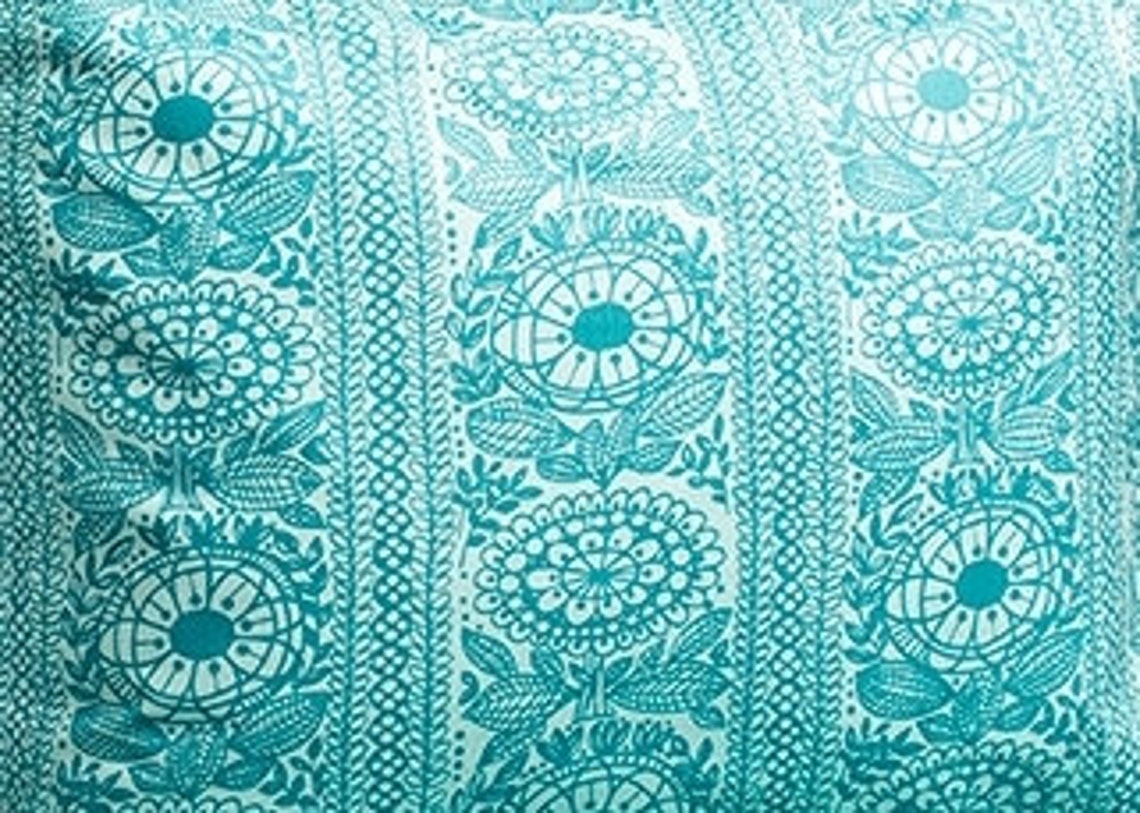 Fabric Turquoise Flowers Floral Fabric Cotton Fabric House Textilies ...