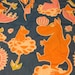 Moomins Fabric Blue Background Orange Pink White Moomins Characters ...