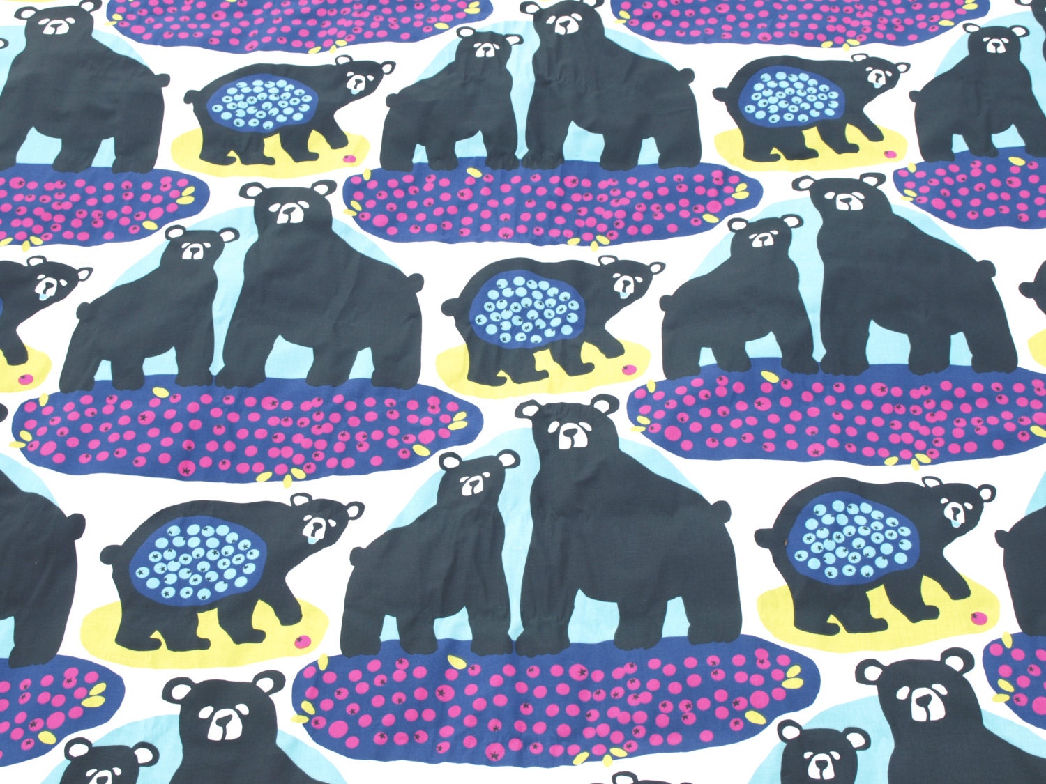 Fabric Bears With Blueberries Fabric Animals Fabric Cotton Fabric Kids ...
