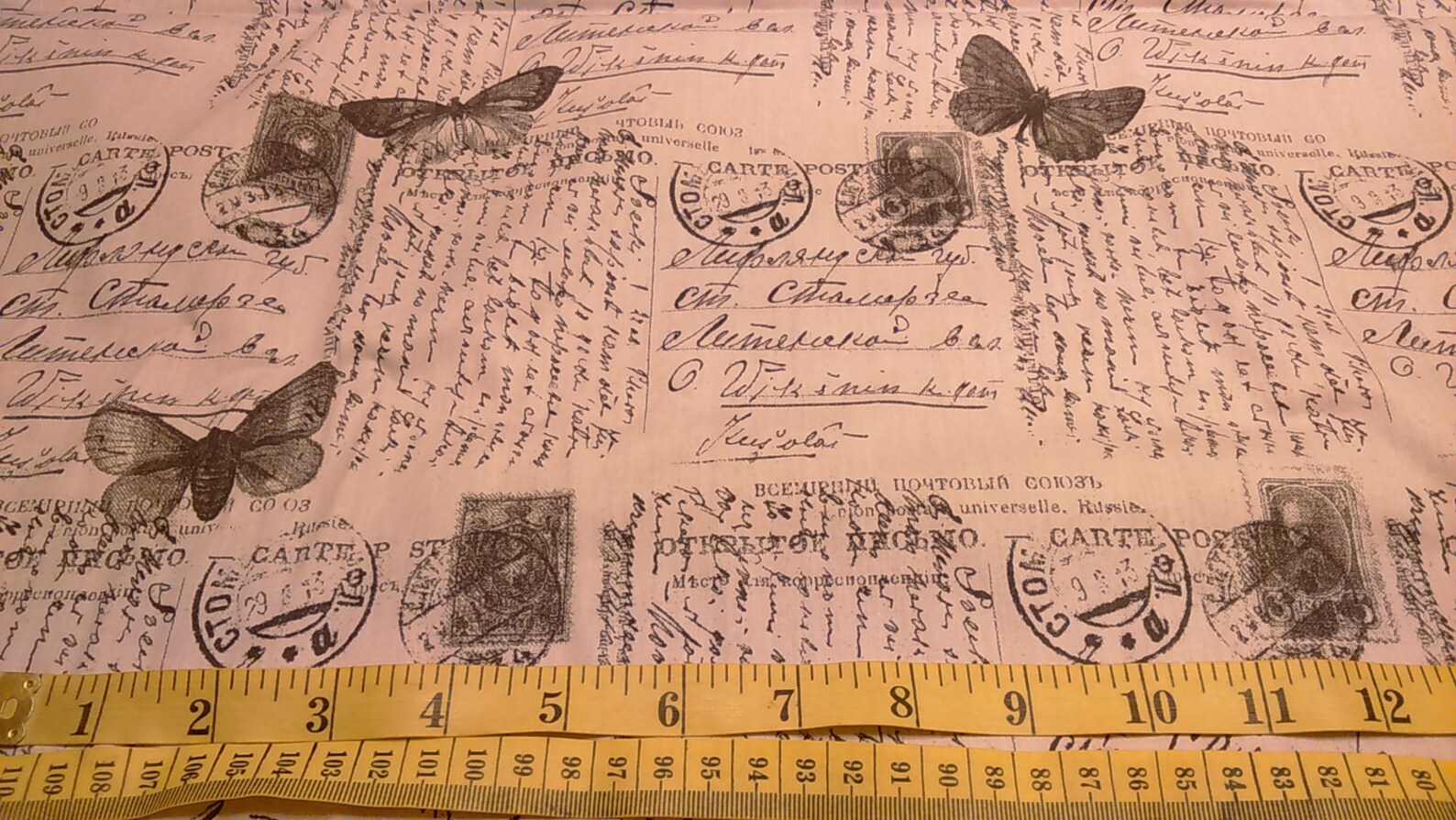 Fabric White Grey Old Letters Butterflies Fabric Modern Design Cotton ...