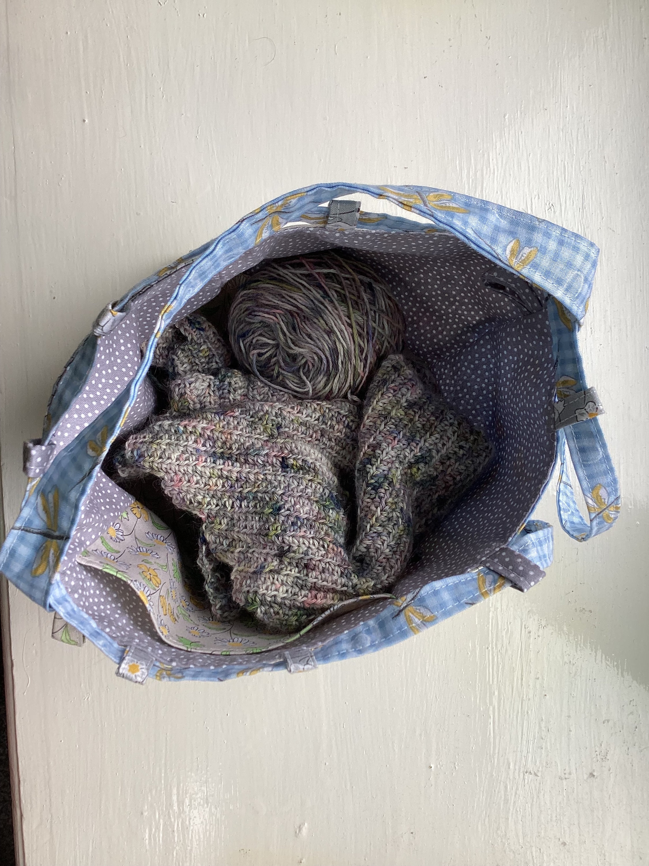 A Patchwork Japanese Rice Bag Made With Pastel Houses and Dragonflies ...