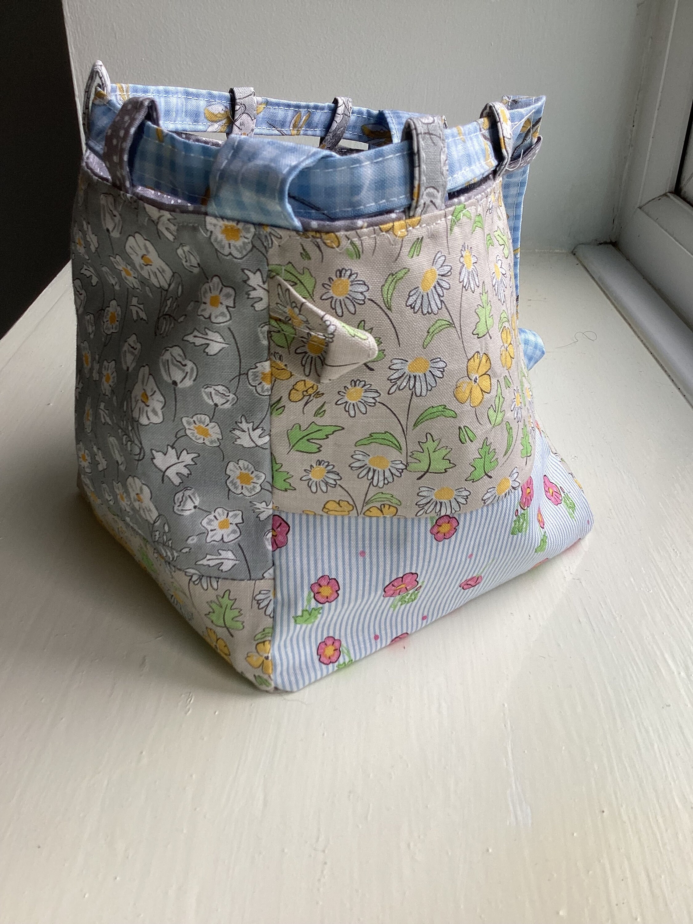 A Patchwork Japanese Rice Bag Made With Pastel Houses and Dragonflies ...