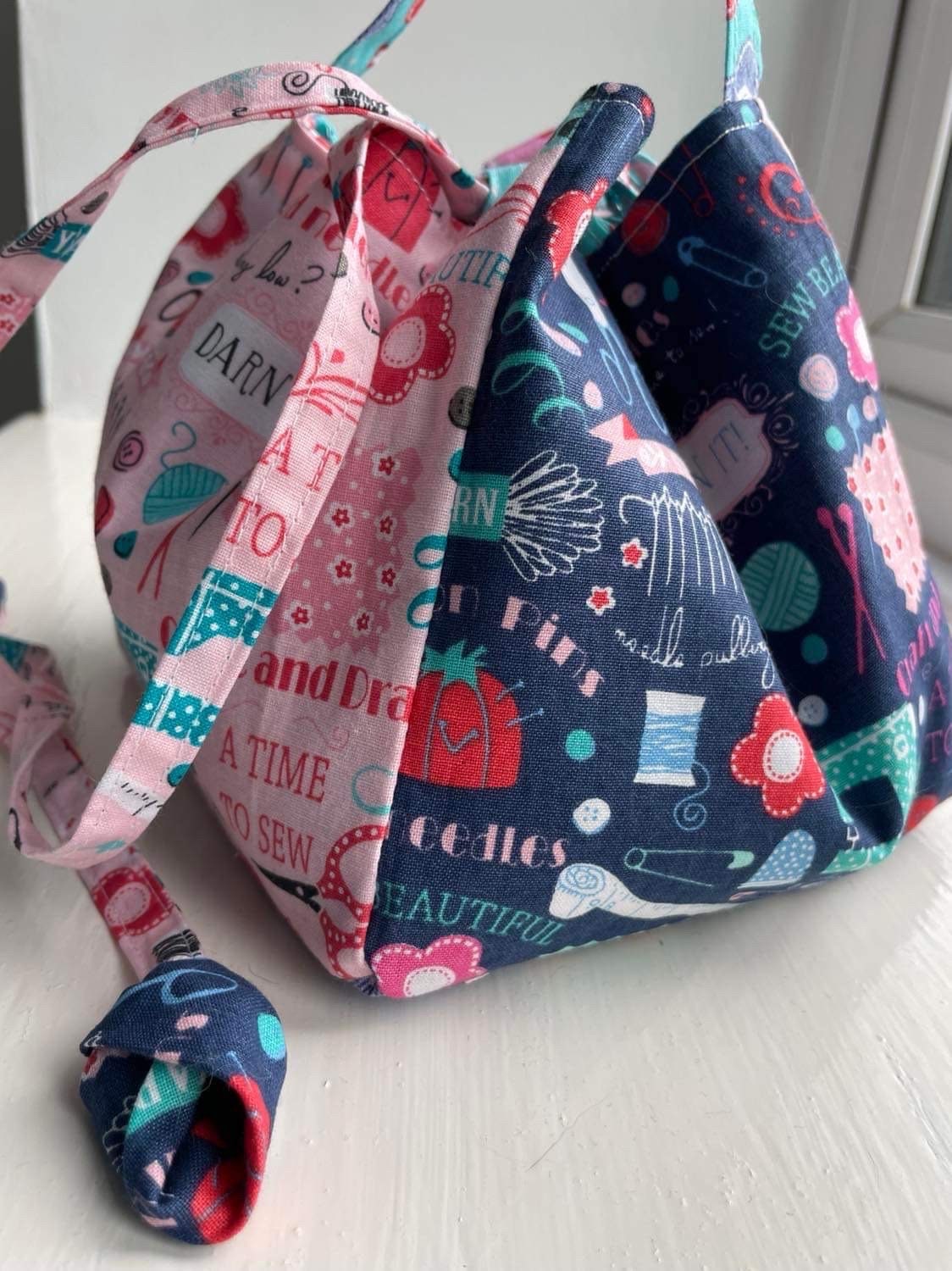 A Patchwork Japanese Rice Bag With Sewing and Knitting Images 100% ...