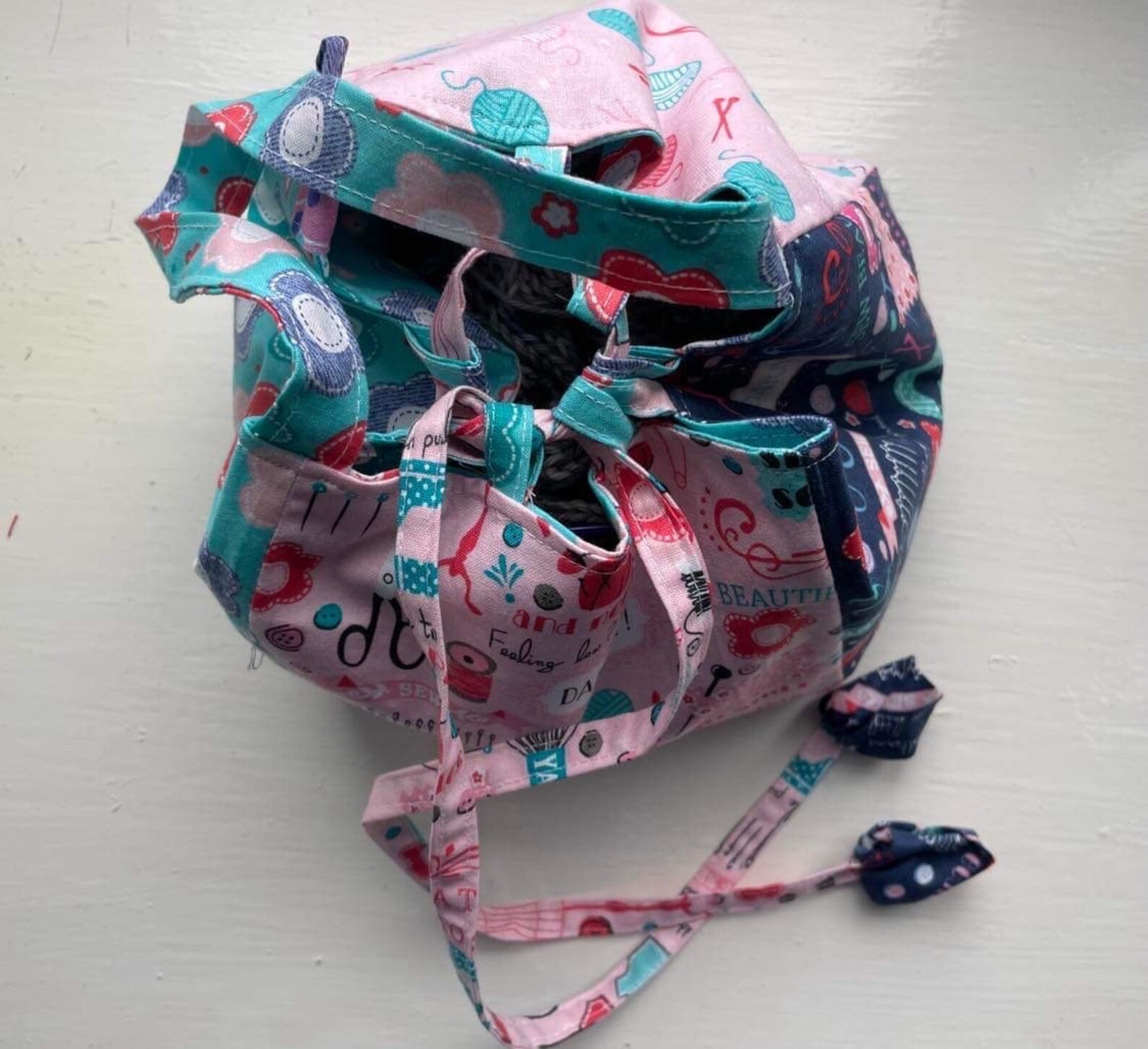A Patchwork Japanese Rice Bag With Sewing and Knitting Images 100% ...