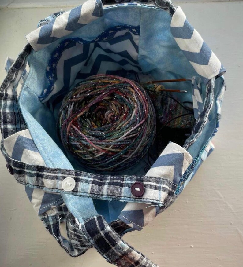 A Blue Patchwork Japanese Rice Bag With Some Upcycled Fabric - Etsy