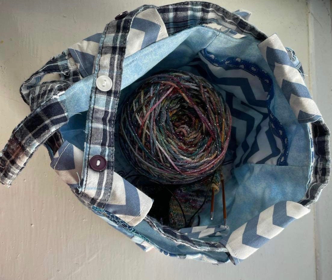 A Blue Patchwork Japanese Rice Bag With Some Upcycled Fabric - Etsy