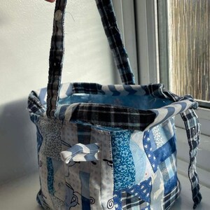 A Blue Patchwork Japanese Rice Bag With Some Upcycled Fabric - Etsy