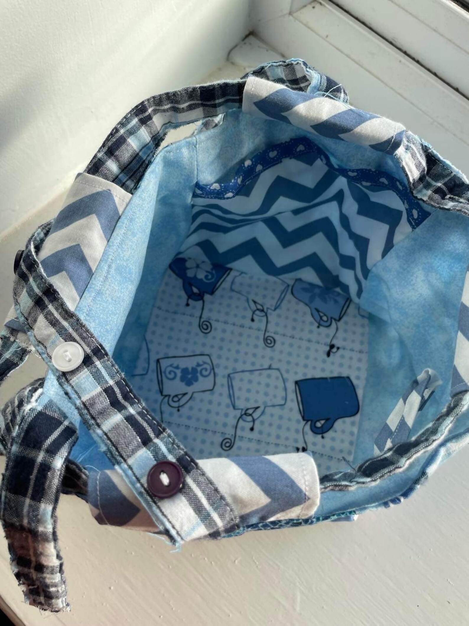 A Blue Patchwork Japanese Rice Bag With Some Upcycled Fabric - Etsy