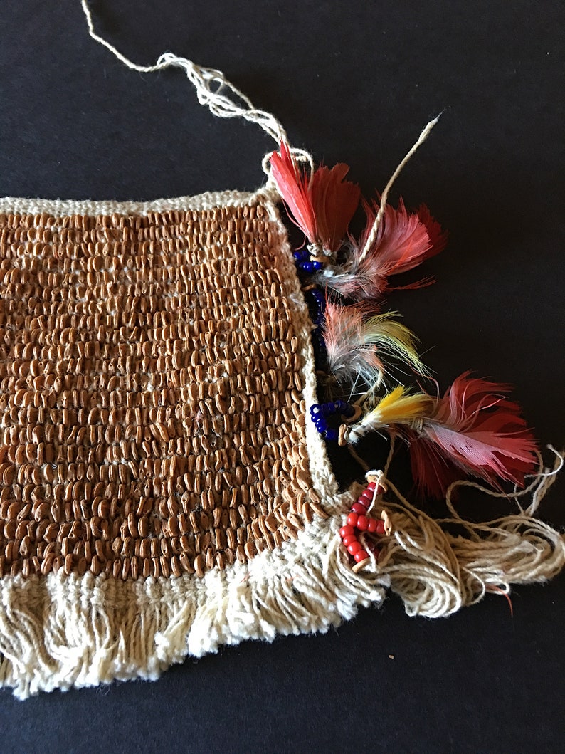 Vintage Brazilian Wai Wai Tribe Woven Chest Ornament With Feathers and ...