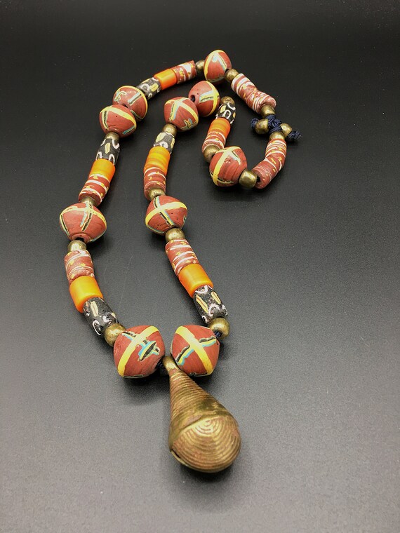 Brass African bell amulet with vintage African trade … - Gem