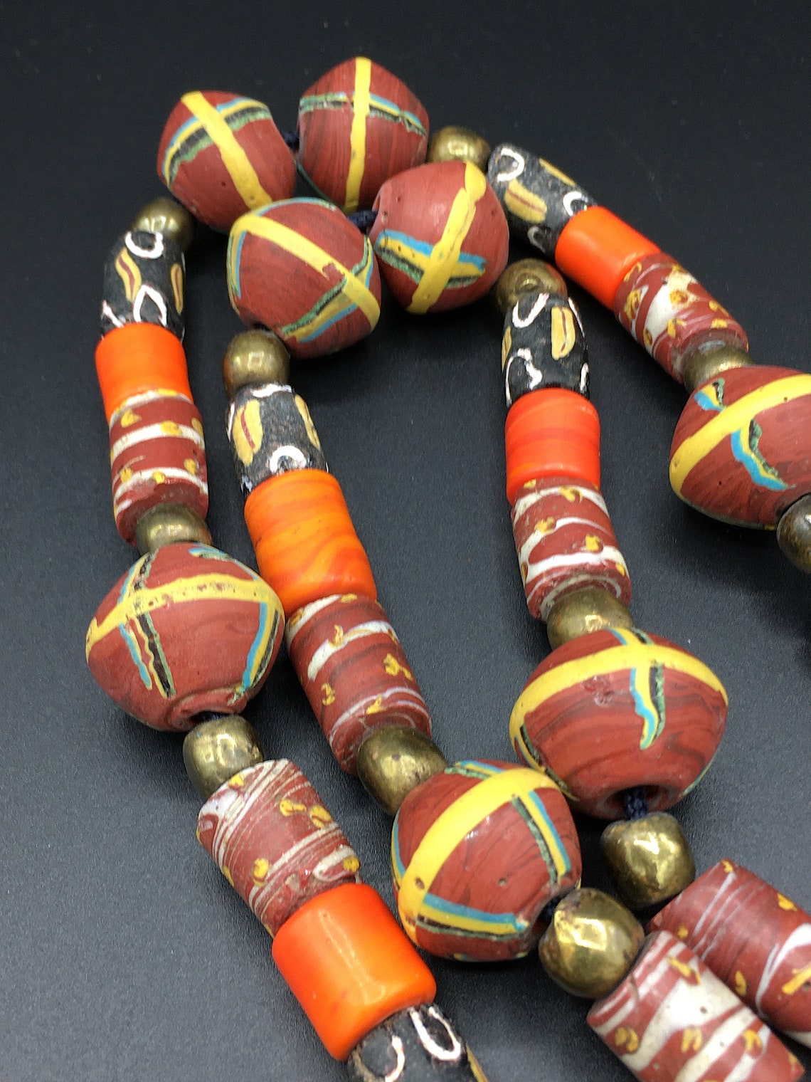 Brass African Bell Amulet With Vintage African Trade Beads and Nigerian ...