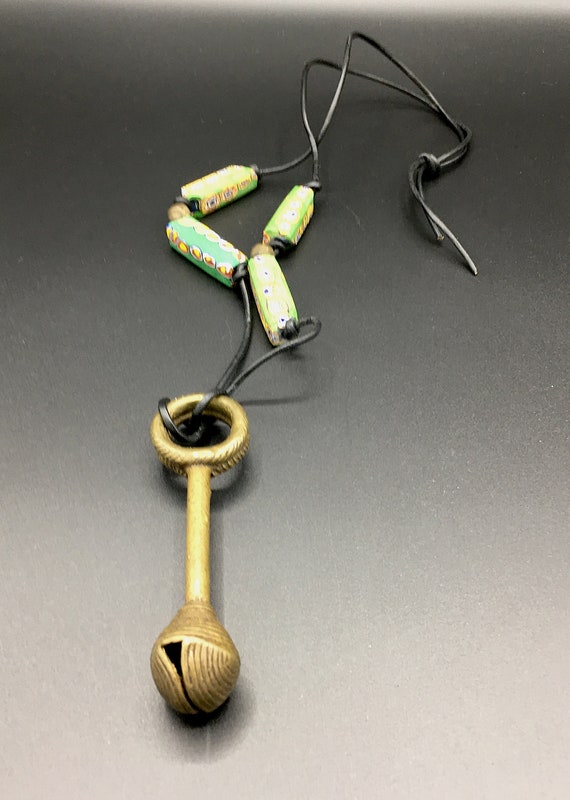 brass african bell amulet - Gem