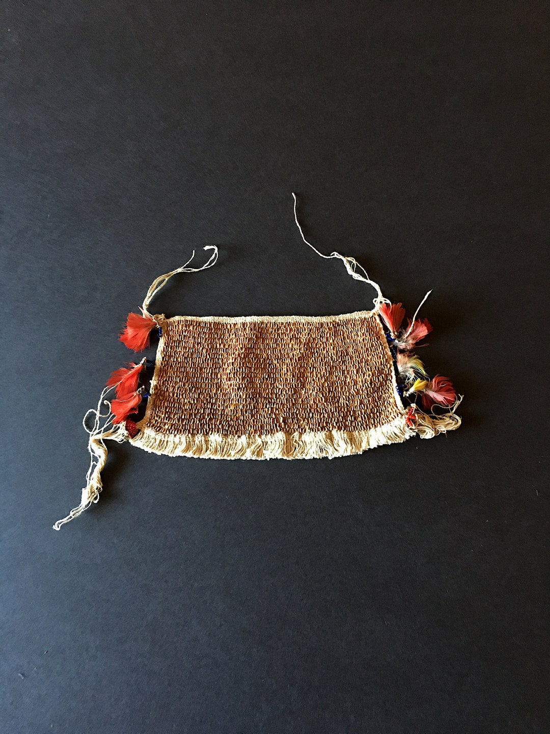 Vintage Brazilian Wai Wai Tribe Woven Chest Ornament With Feathers and ...