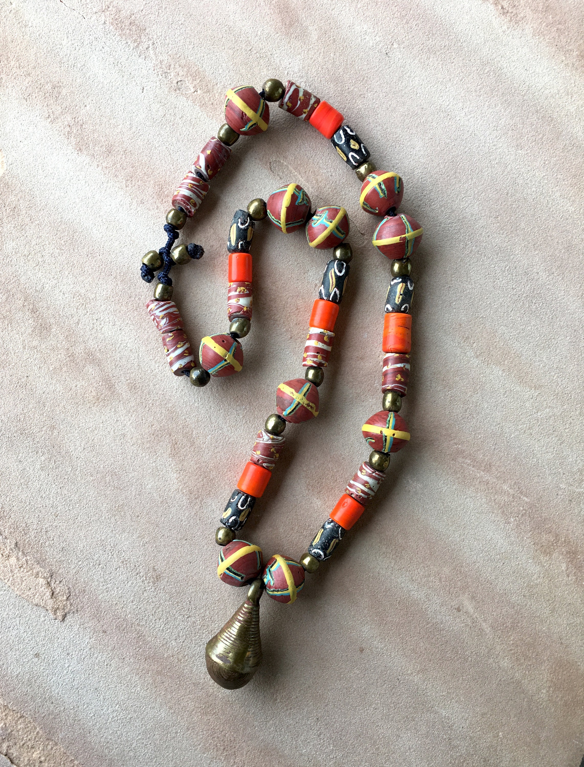 Brass African bell amulet with vintage African trade beads and | Etsy