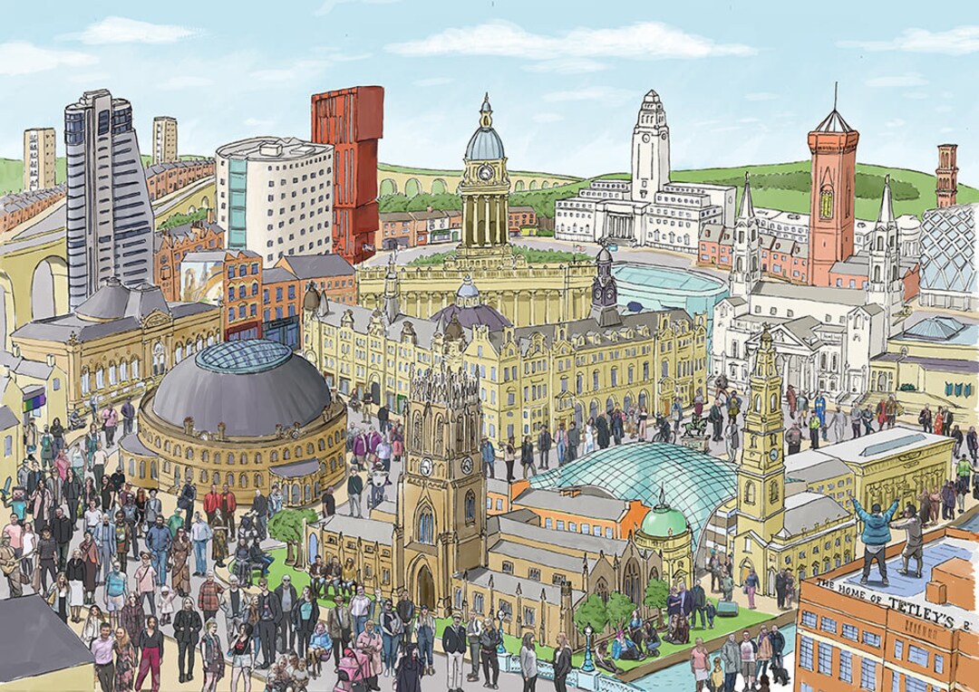 Leeds City Architecture Illustrated Print - Etsy