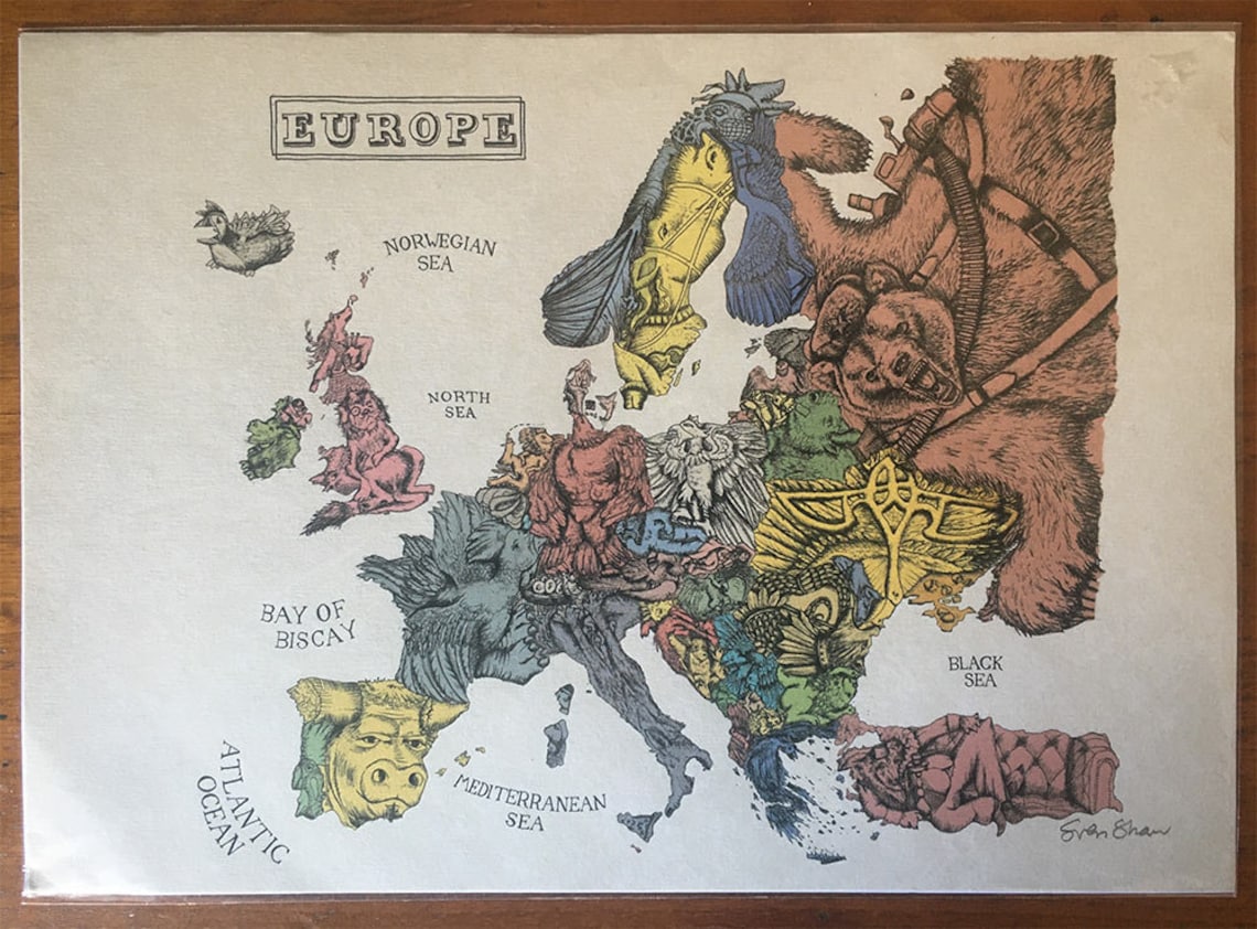 Illustrated Map of Europe Print Various Sizes - Etsy
