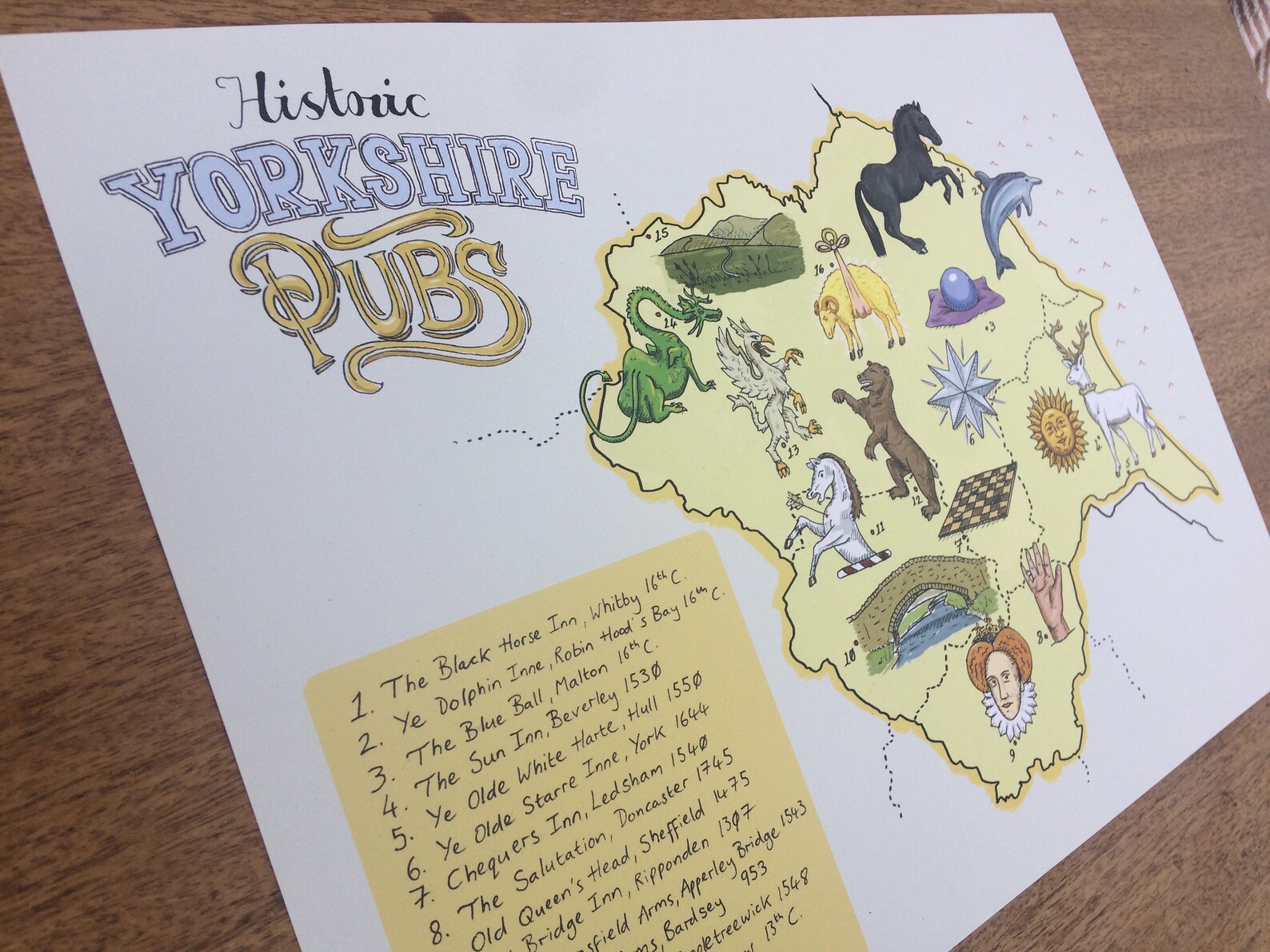 Historic Yorkshire Pubs Map - Etsy