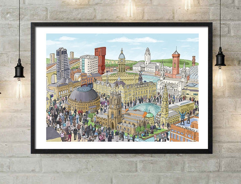 Leeds City Architecture Illustrated Print - Etsy