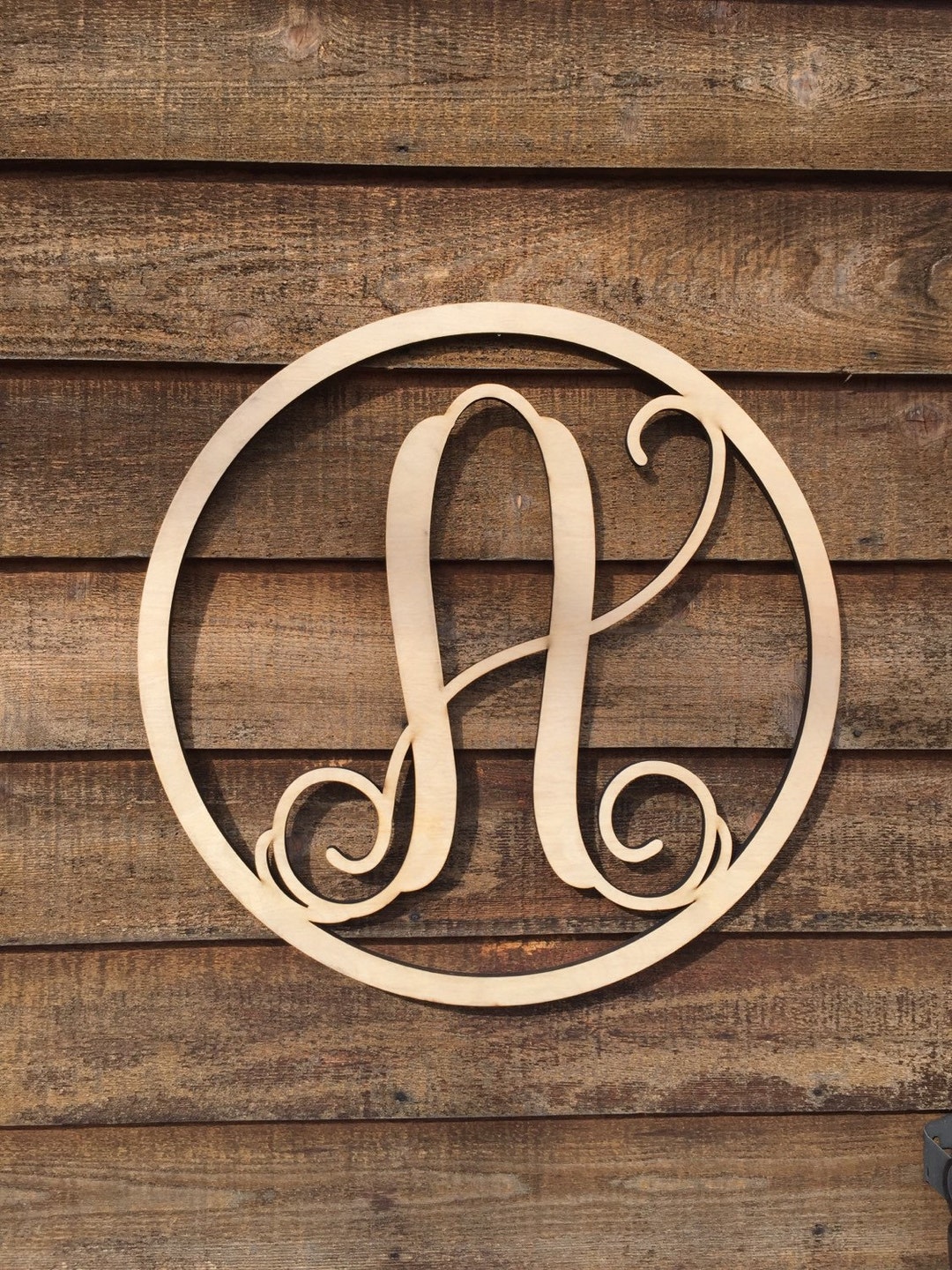 Round Wooden Monogram Wood Letters Nursery Decor Door Hangings Bedroom ...