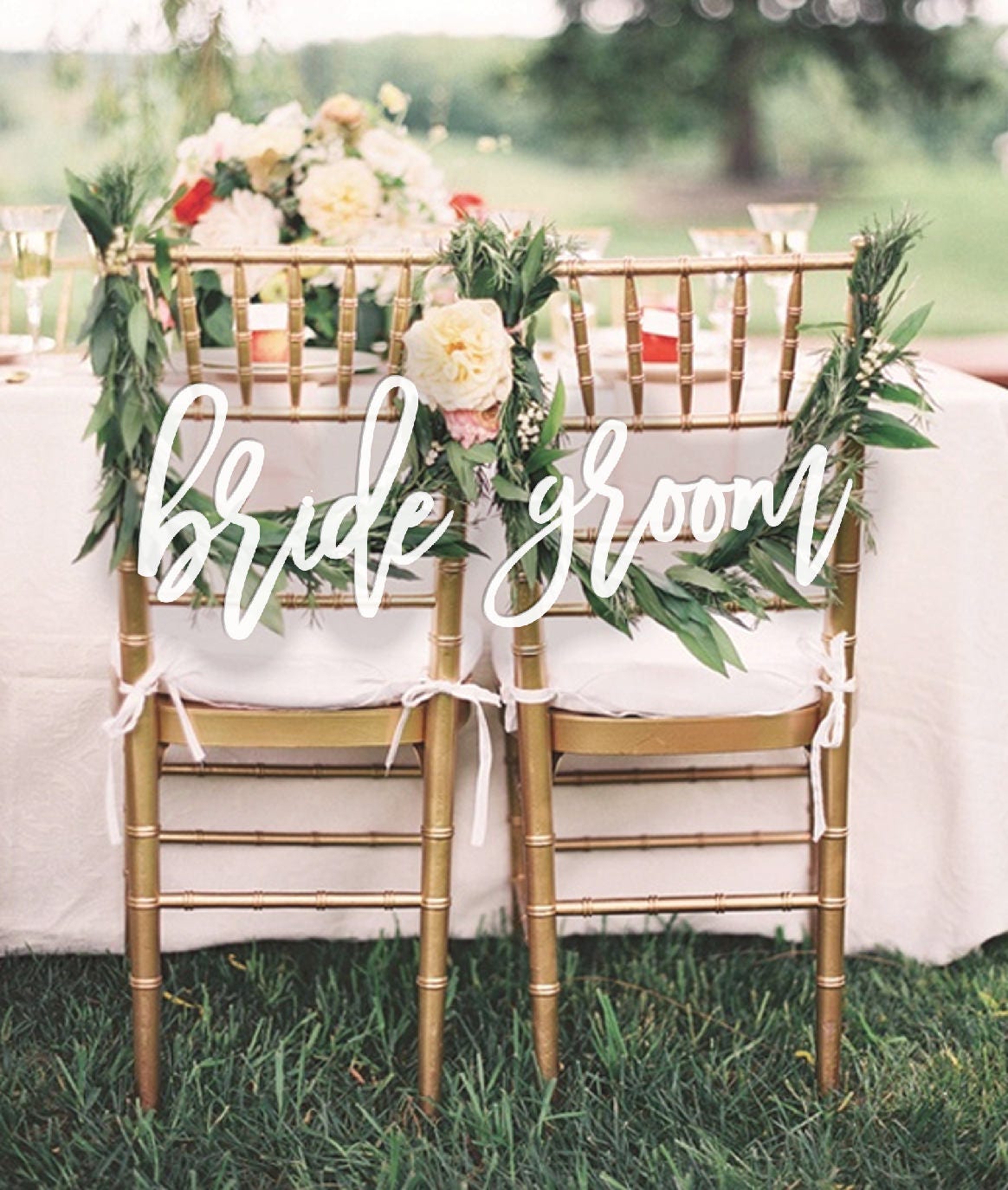 Bride and Groom Chair Signs for Wedding Lightweight | Etsy