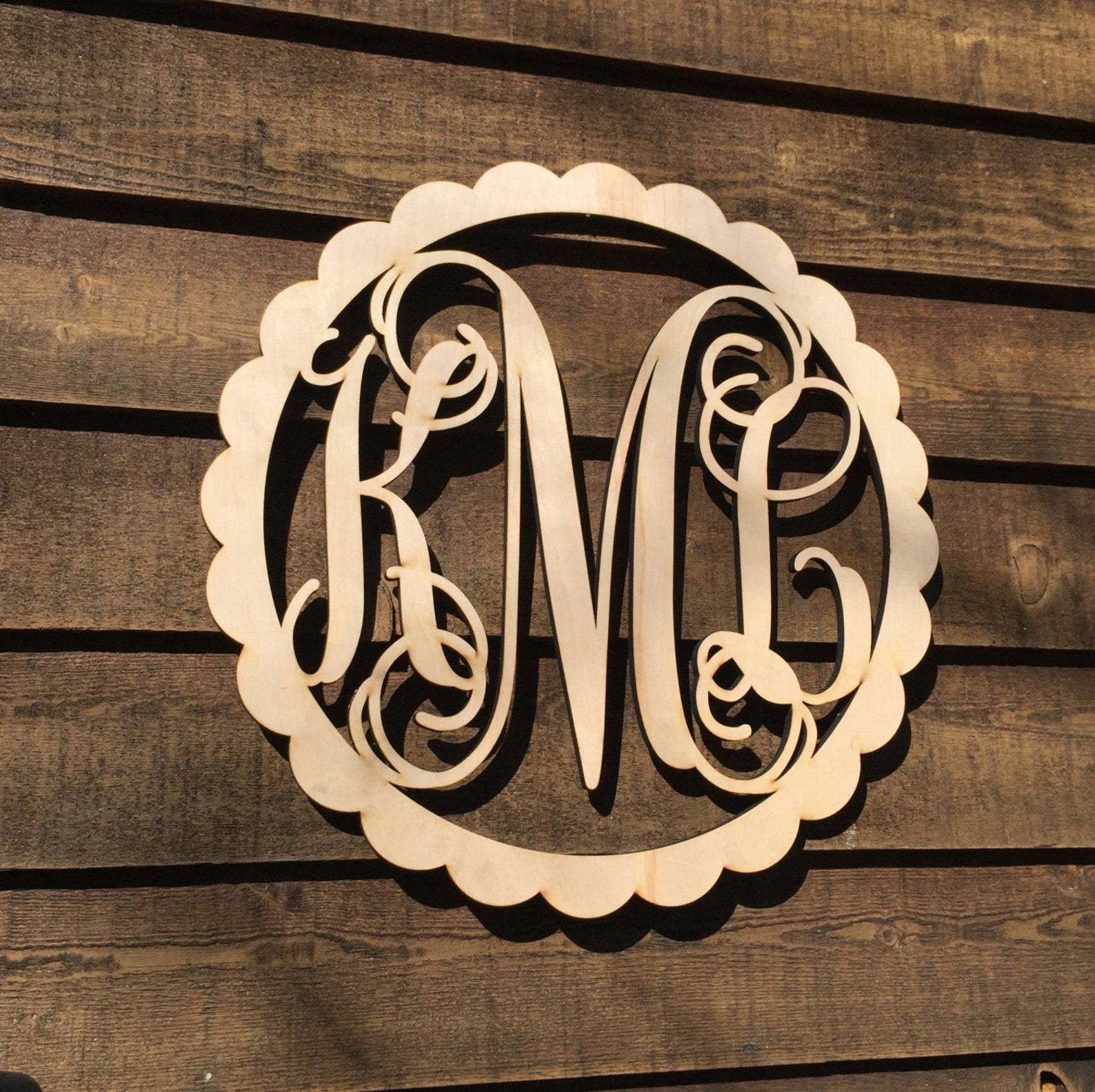 Large 24 Inch Unpainted Scalloped Wooden Monogram Wood - Etsy