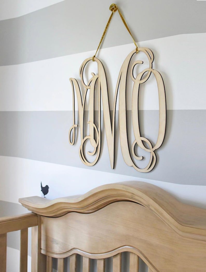 Wall Monogram Painted Wood Monogram Nursery Monogram - Etsy