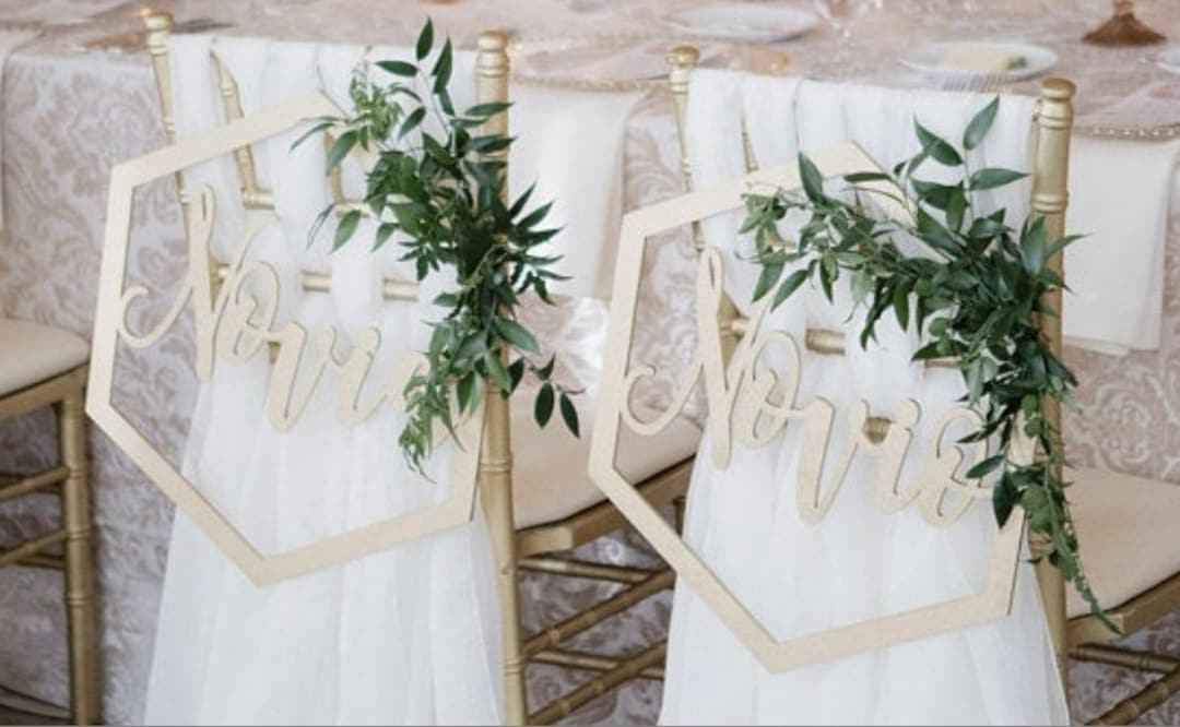 Novia and Novio Chair Signs for Wedding, Sweetheart Table Signs ...
