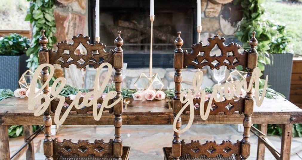 Bride and Groom Chair Signs for Wedding Lightweight | Etsy