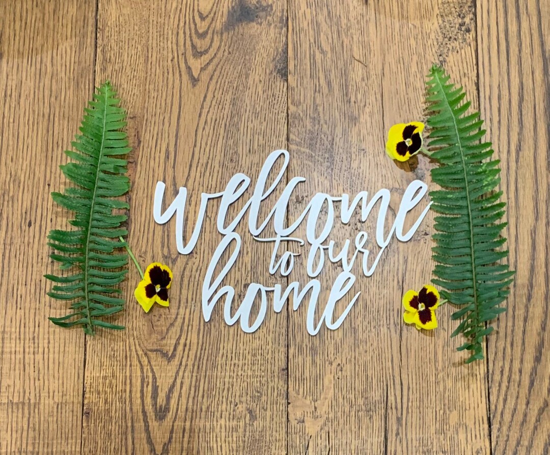 Welcome to Our Home Wood Word Cutout Wreath Decor, Welcome Sign, White ...