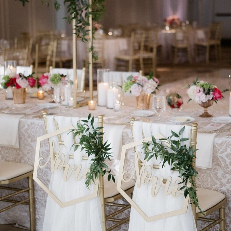 Novia and Novio Chair Signs for Wedding, Sweetheart Table Signs ...